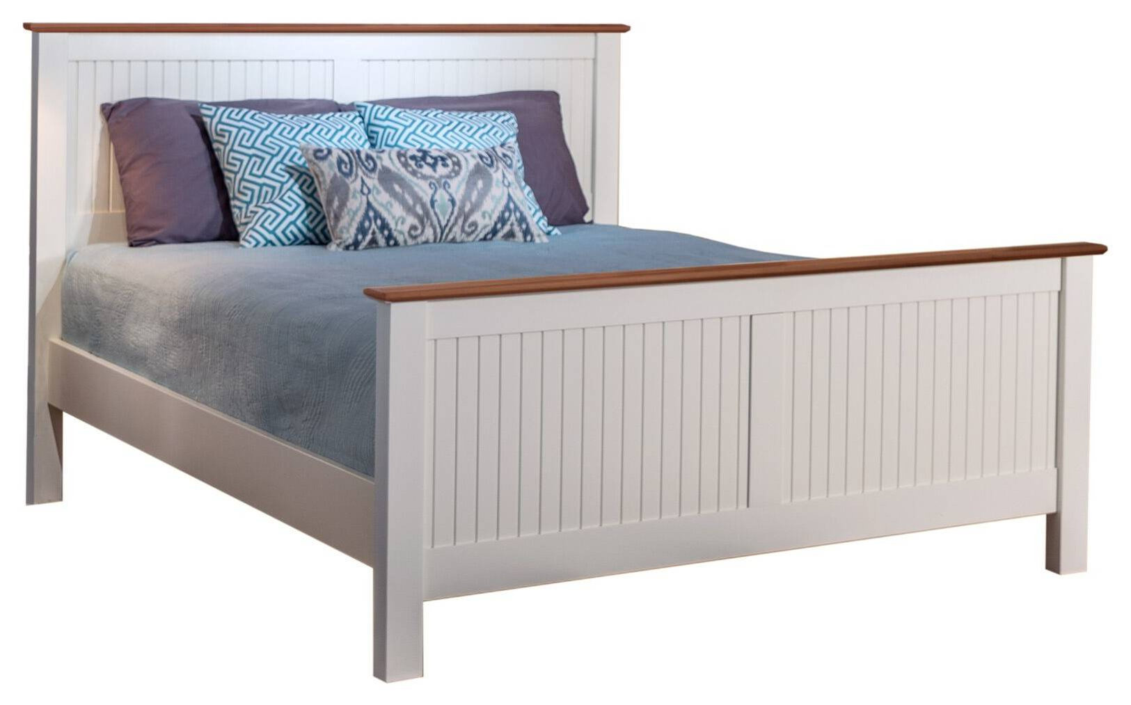 Coastal Panel Bed With High Footboard, Coastal White, Queen - Beach ...