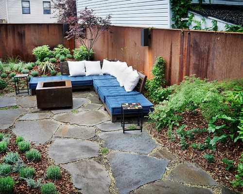 Random Irregular Flagstone Patio And Fire Pit