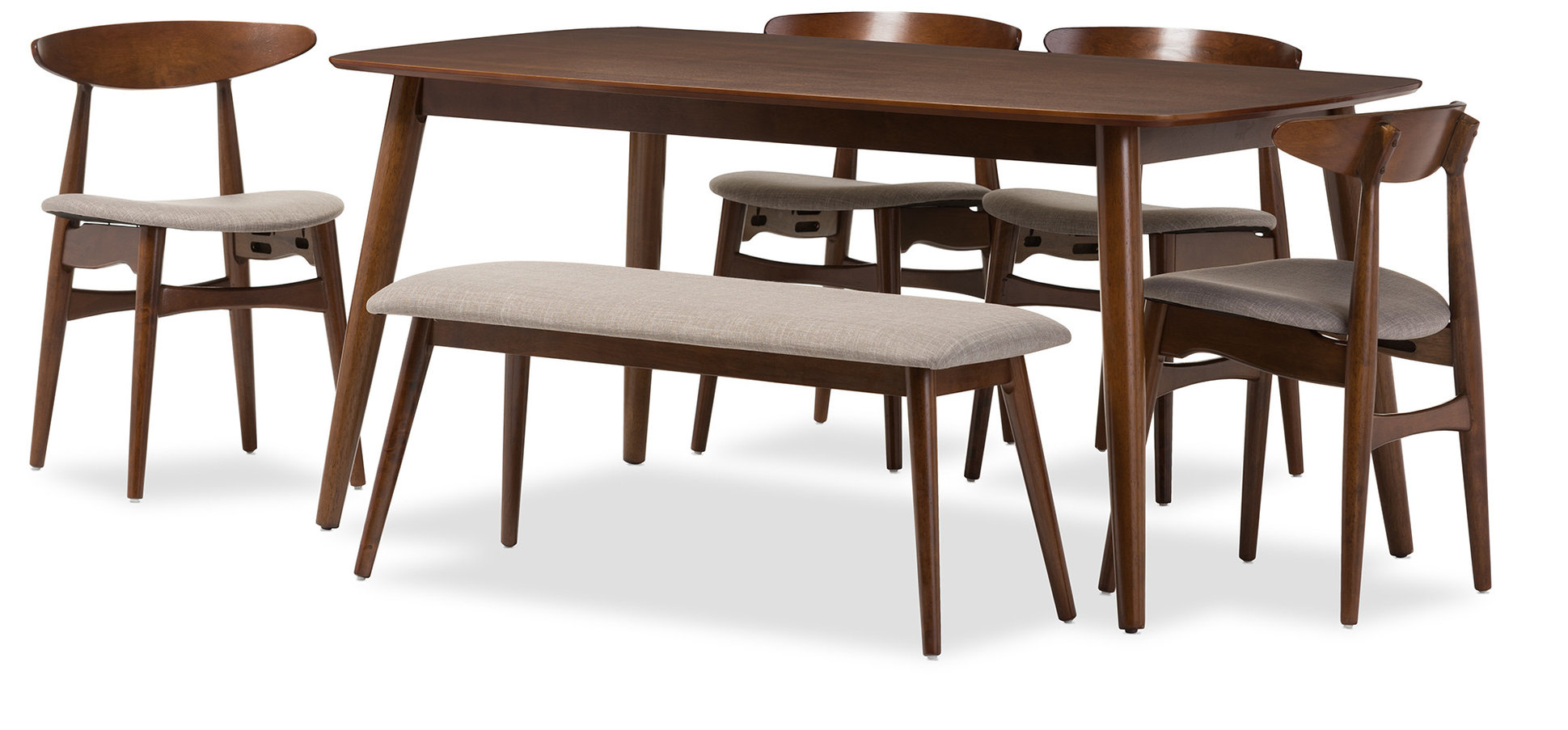 Flora Mid-Century Modern Wood 6-Piece Dining Set - Midcentury - Dining ...