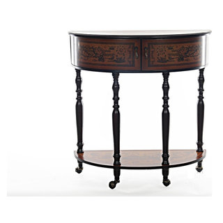 HomeRoots Vintage Styled Rolling Console Table Cabinet - Traditional ...