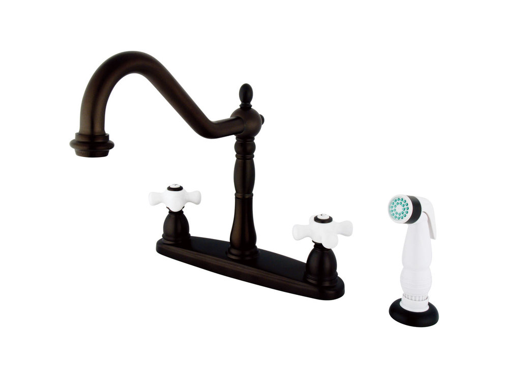 Heritage 8" Center Kitchen Faucet with Non-Metallic Sprayer ...