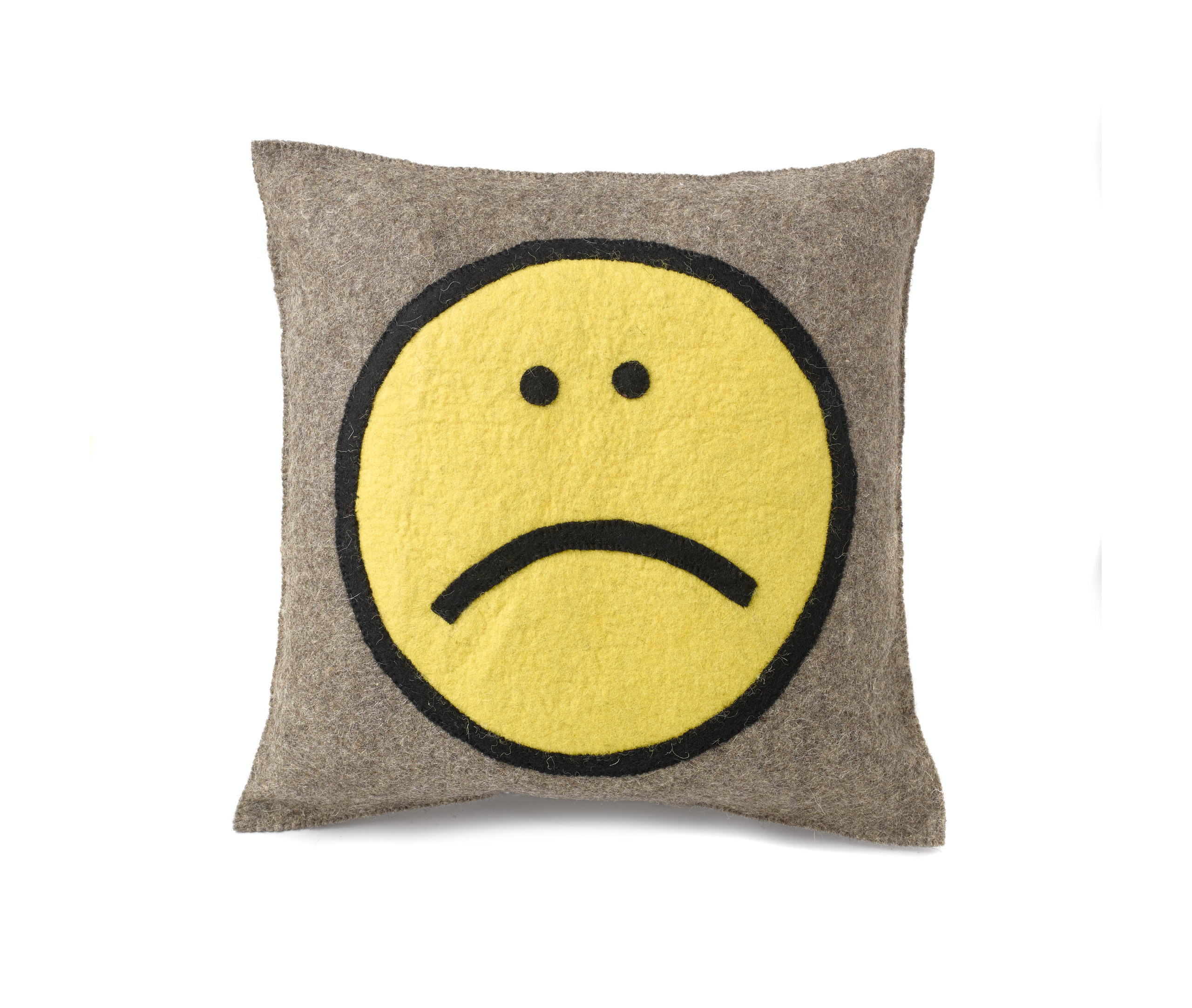 Hand Felted Wool Happy Sad Face Pillow, 20" - Contemporary - Decorative ...
