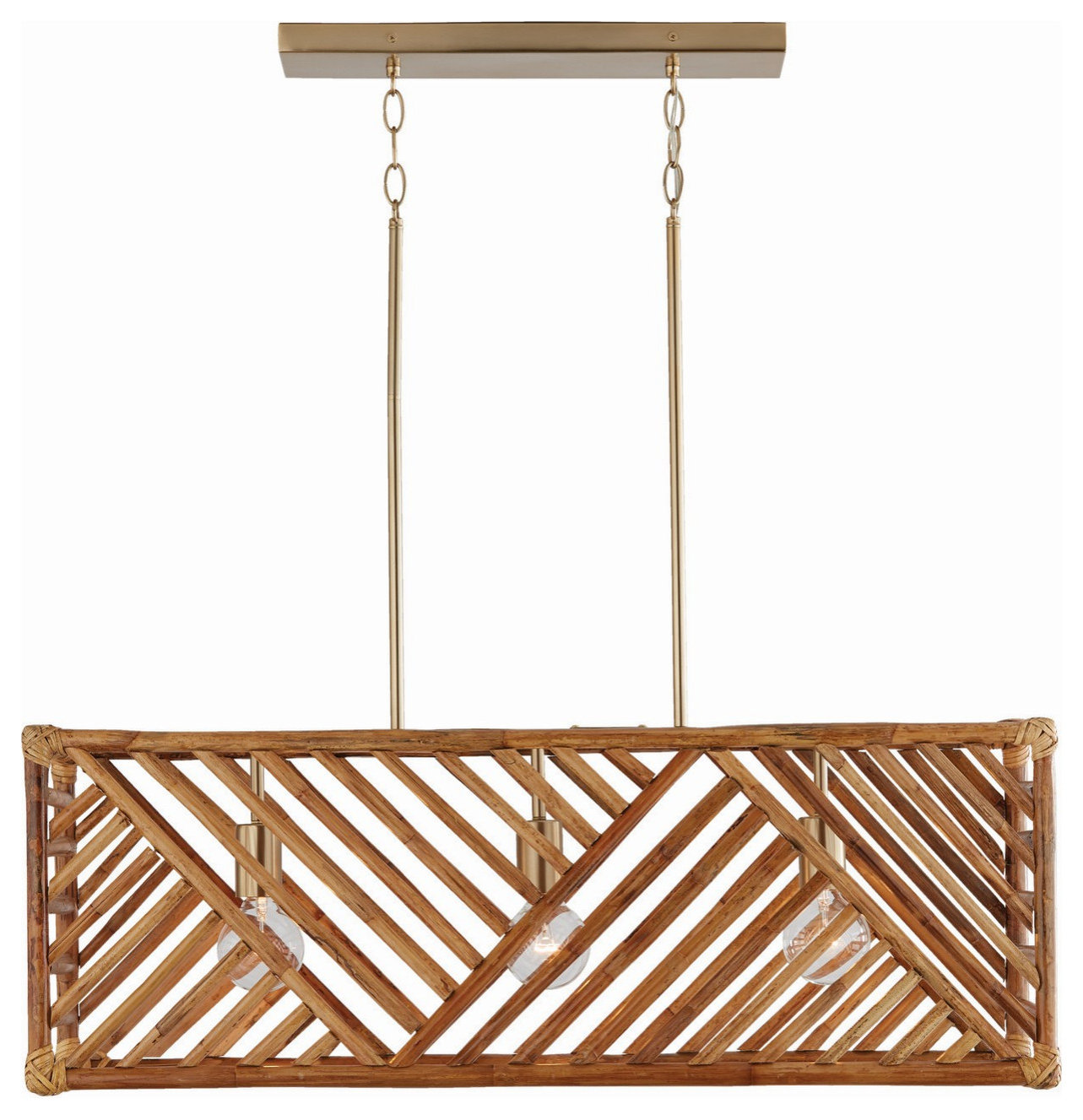 Soleil 3-Light Island Pendant, Matte Brass - Asian - Kitchen Island ...