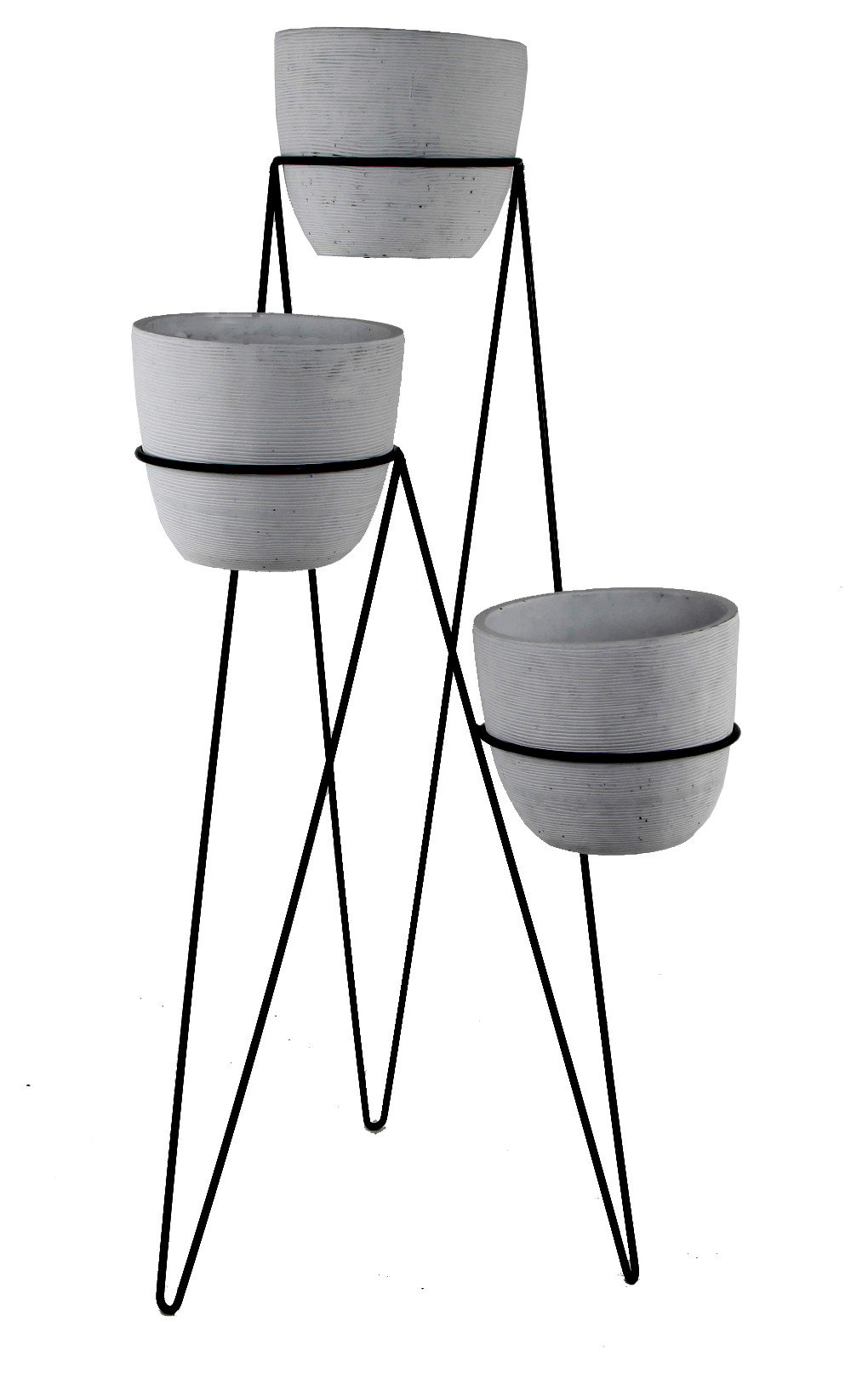 36" Tall 3-Tier Lava Cement Pots - Industrial - Indoor Pots And ...