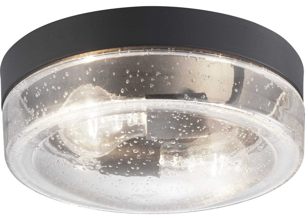Weldon 2-Light Outdoor Flush Mount, Clear Seeded Glass - Transitional ...