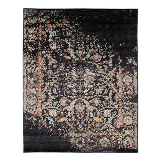 Black Modern Rug Silk And Wool 8'x10' - Contemporary - Area Rugs - by ...