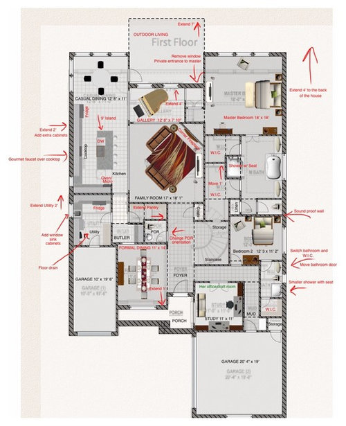 Sending my floor plan modifications to the architect. Ideas?