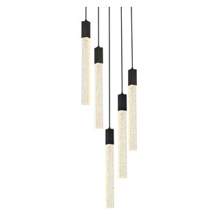 Elegant Lighting 2067D20BK Weston 5 lights pendant in black ...