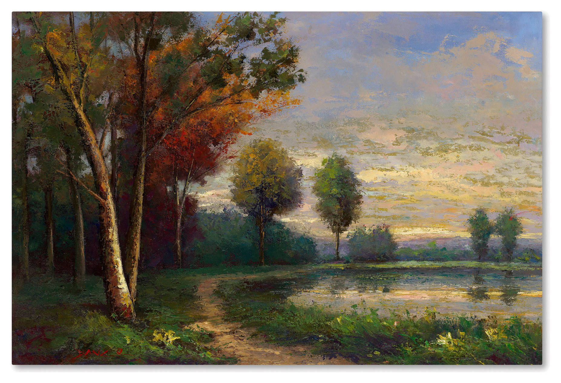 Daniel Moises 'Landscape with a Lake' Canvas Art, 47"x 30 ...