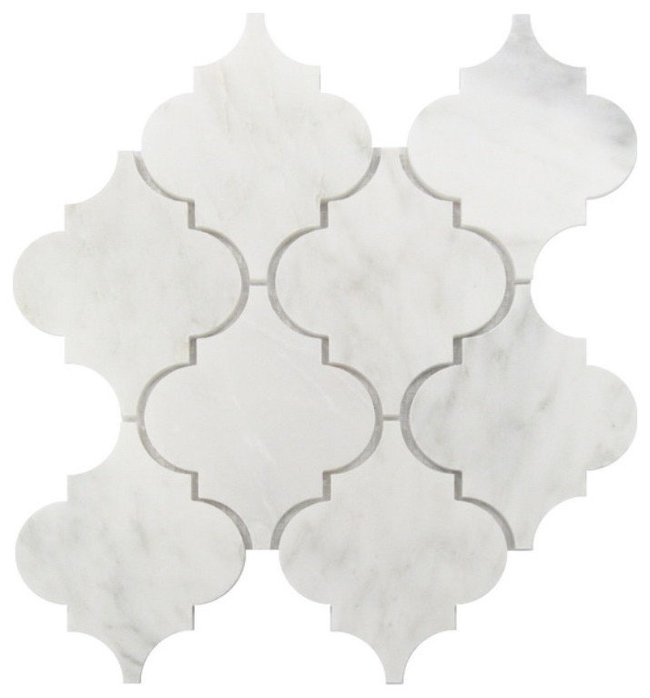 Carrara White Waterjet Arabesque Interlocking Polished Mosaic Tile, 12 ...
