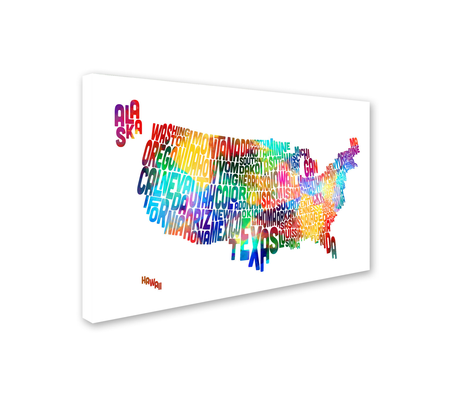 "United States Typography Text Map 2" Canvas Art by Michael Tompsett ...