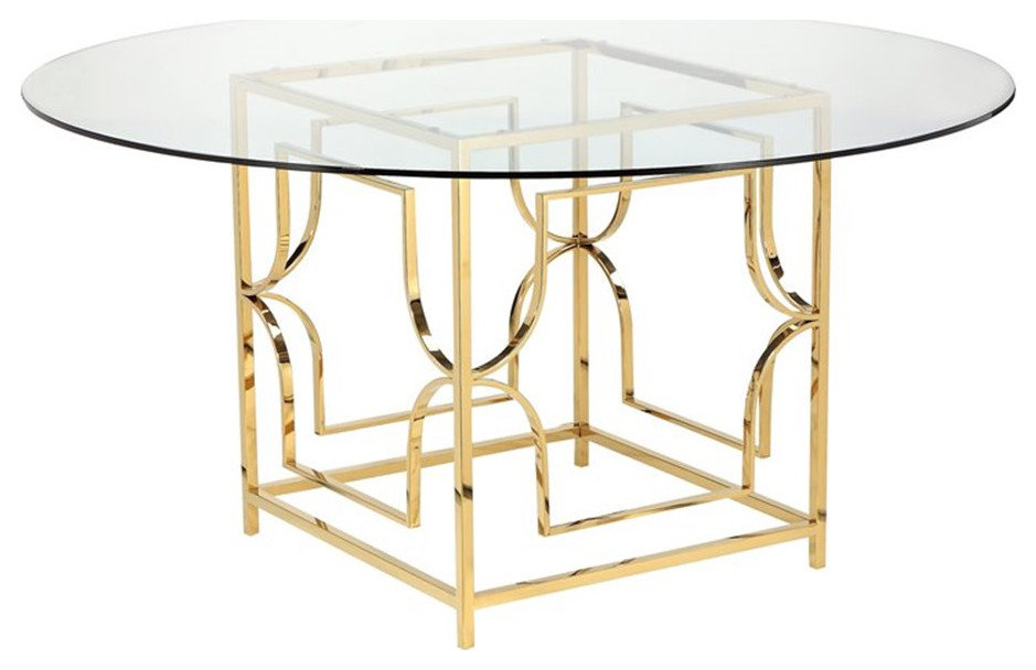 American Home Classic Edward Round Metal Dining Table in High Polish ...