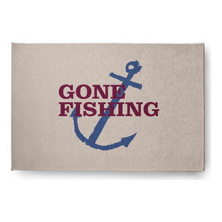 Gone Fishing Nautical & Coastal Chenille Area Rug, 4'x6' - Beach Style ...