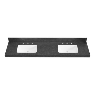 73 in. Engineered Composite White Rectangular Double Sink Vanity Top ...