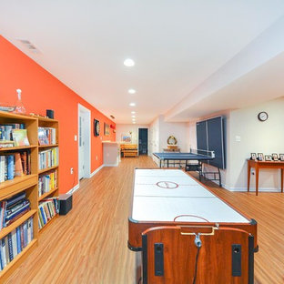75 Beautiful Orange Basement With Multicolored Walls Pictures & Ideas ...