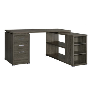 Caleyah L-shape Office Desk Weathered Grey L-Shape Desk Grey ...