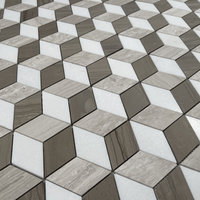 Athens Silver Cream Marble 3D Cube Diamond Geometry Hex Mosaic Tile, 1 ...