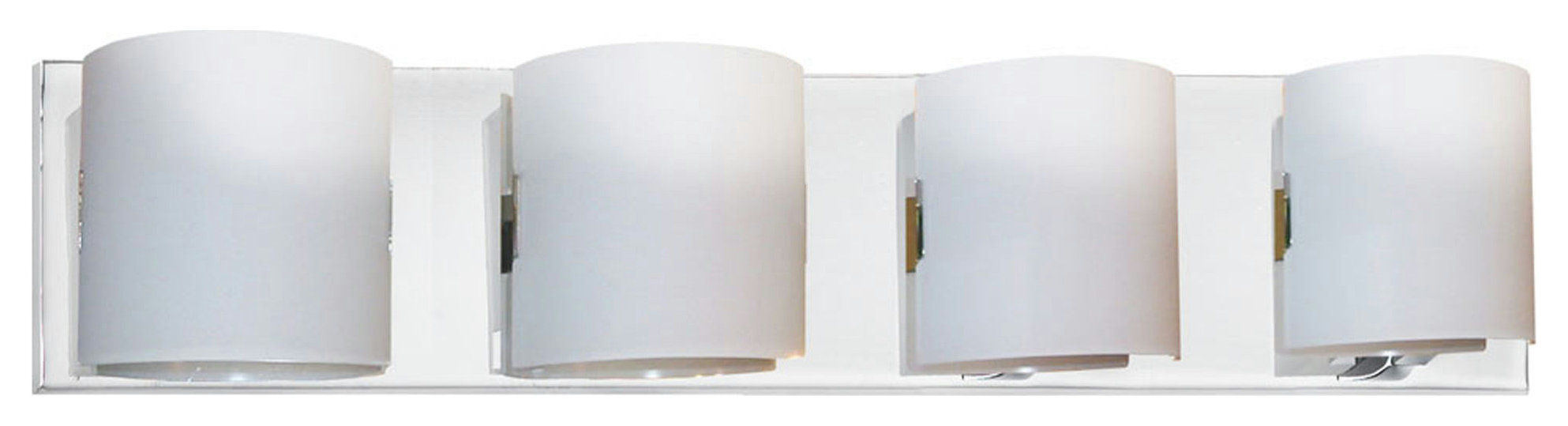 4 Light Vanity Fixture, Polished Chrome, White Frosted Glass ...