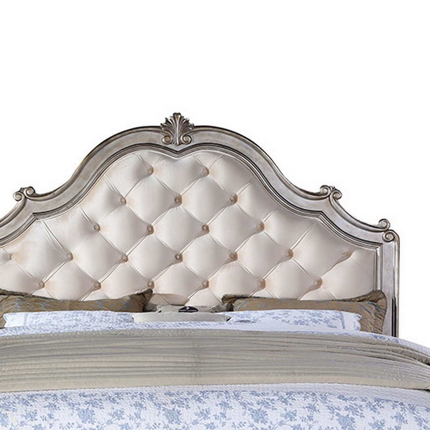 Benzara BM261927 Eastern King Bed With Button Tufting and Raised ...