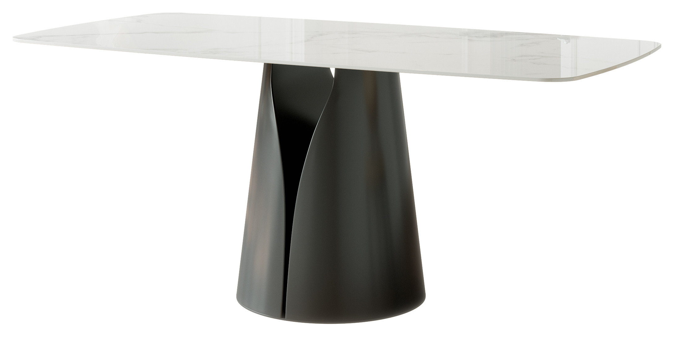 Modern Stylish Dining Table With Rectangle White Slate Top, 57 ...