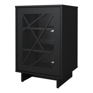 Atlin Designs Mid-Century 1 Door Storage Cabinet in Black Finish ...