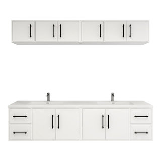 Victoria 84" Double Sink Plywood Vanity, Overhead Cabinet - Modern ...