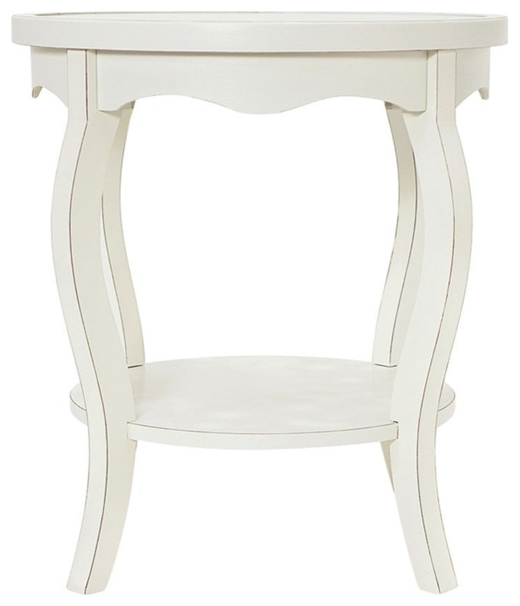 Gallerie Decor Antiqued Carved Transitional Wood/Glass Side Table in ...