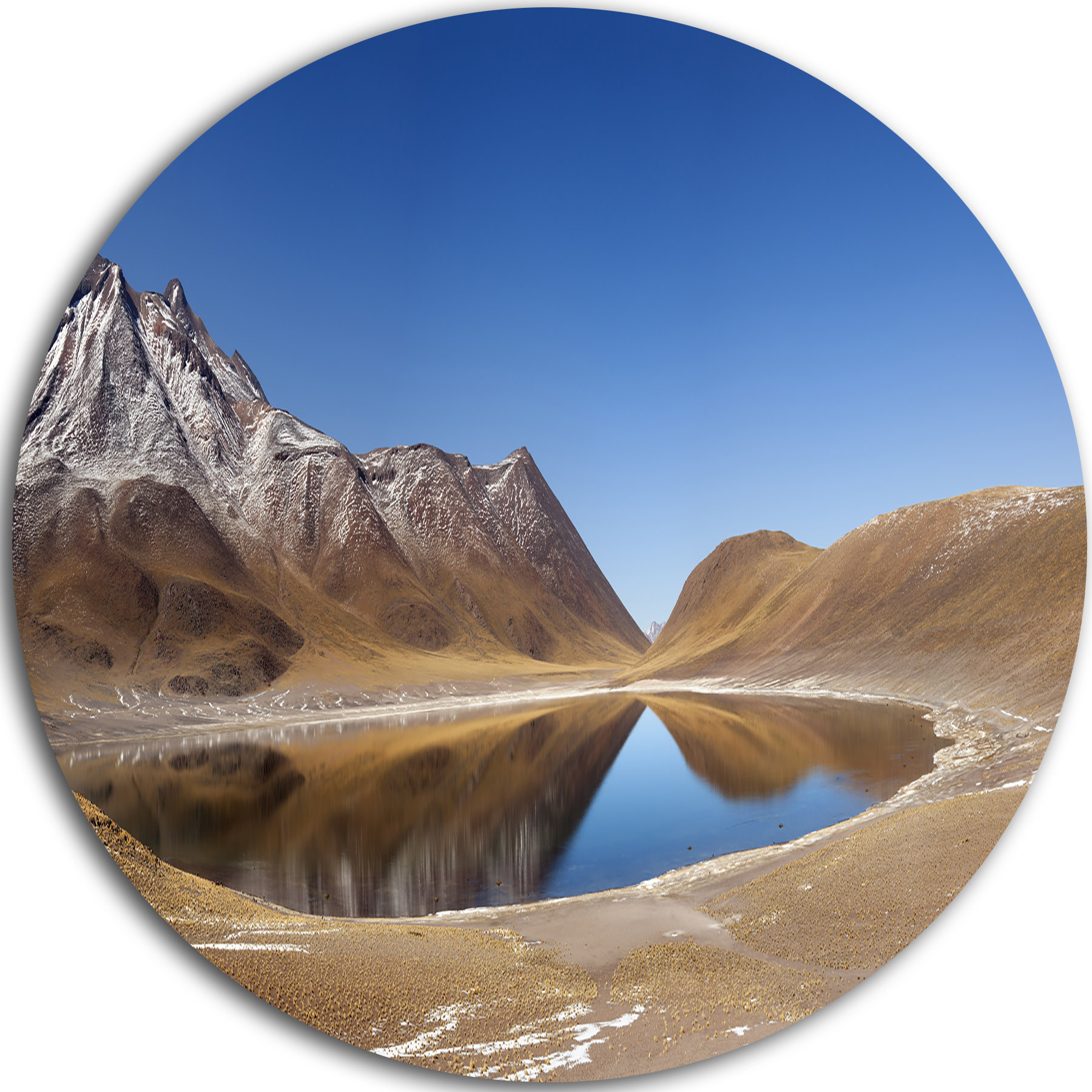 Miniques Lagoon North of Chile, Seashore Round Metal Wall Art, Disc of ...