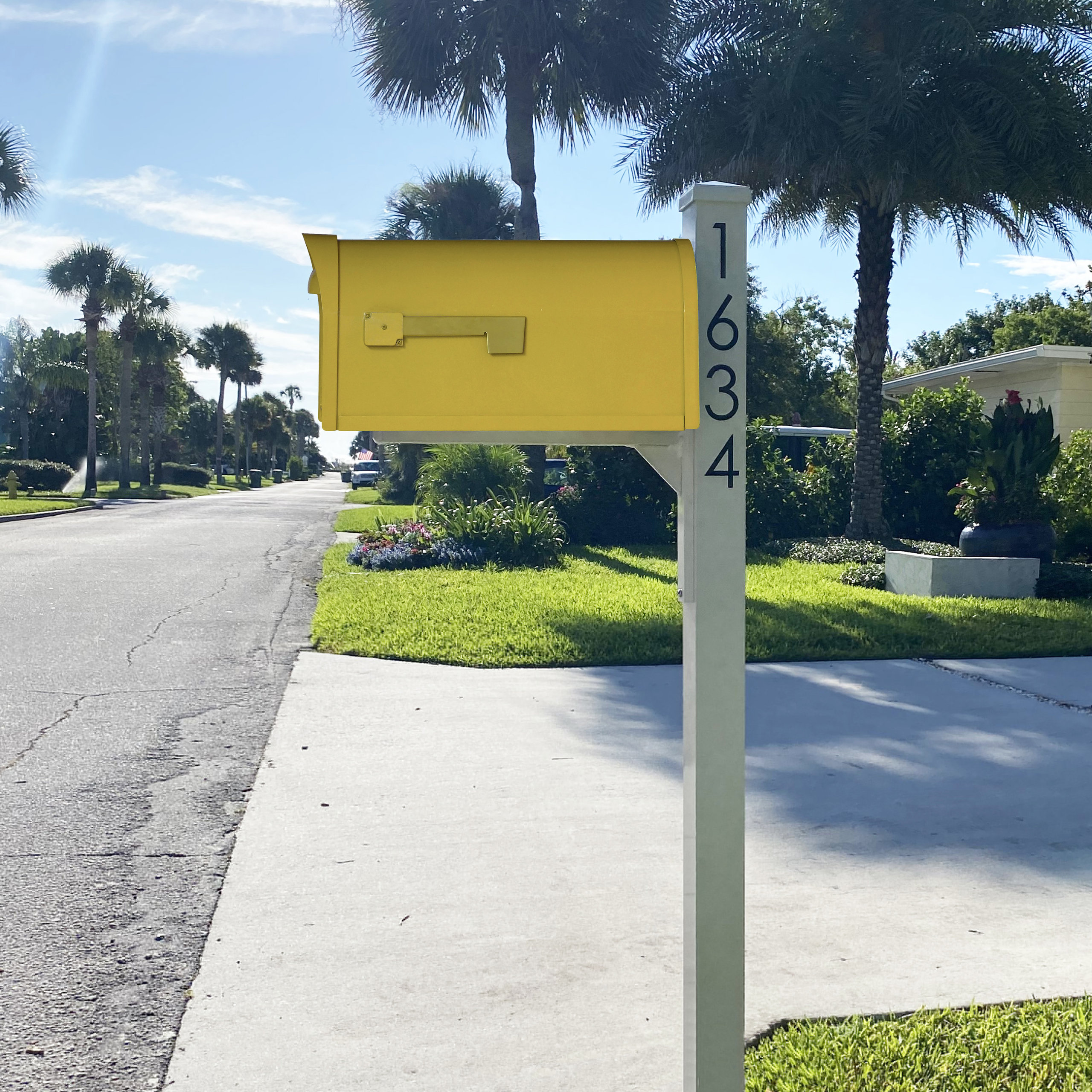 Mid Modern Dylan Curbside Mailbox and Post, Yellow - Contemporary ...