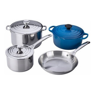 Le Creuset 7PC Stainless Steel & Enameled Cast Iron Cookware Set ...