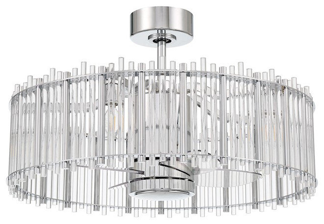 Craftmade Reveal 5 Light 24" Fandelier, Chrome/Clear Acrylic, RVL28CH4 ...