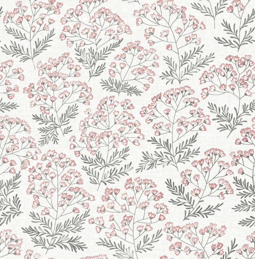 Floret Pink Flora Wallpaper - Contemporary - Wallpaper - by Brewster ...
