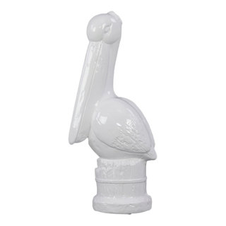 Beautiful and Intimidating Ceramic Pelican Bird In White - Contemporary ...
