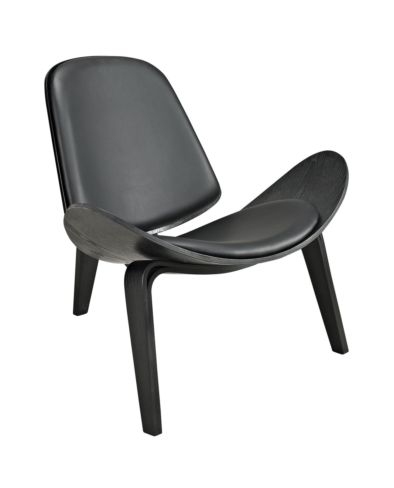 Modern Black Black Arch Upholstered Vinyl Lounge Chair, 30.5"Lx35"Wx30 ...
