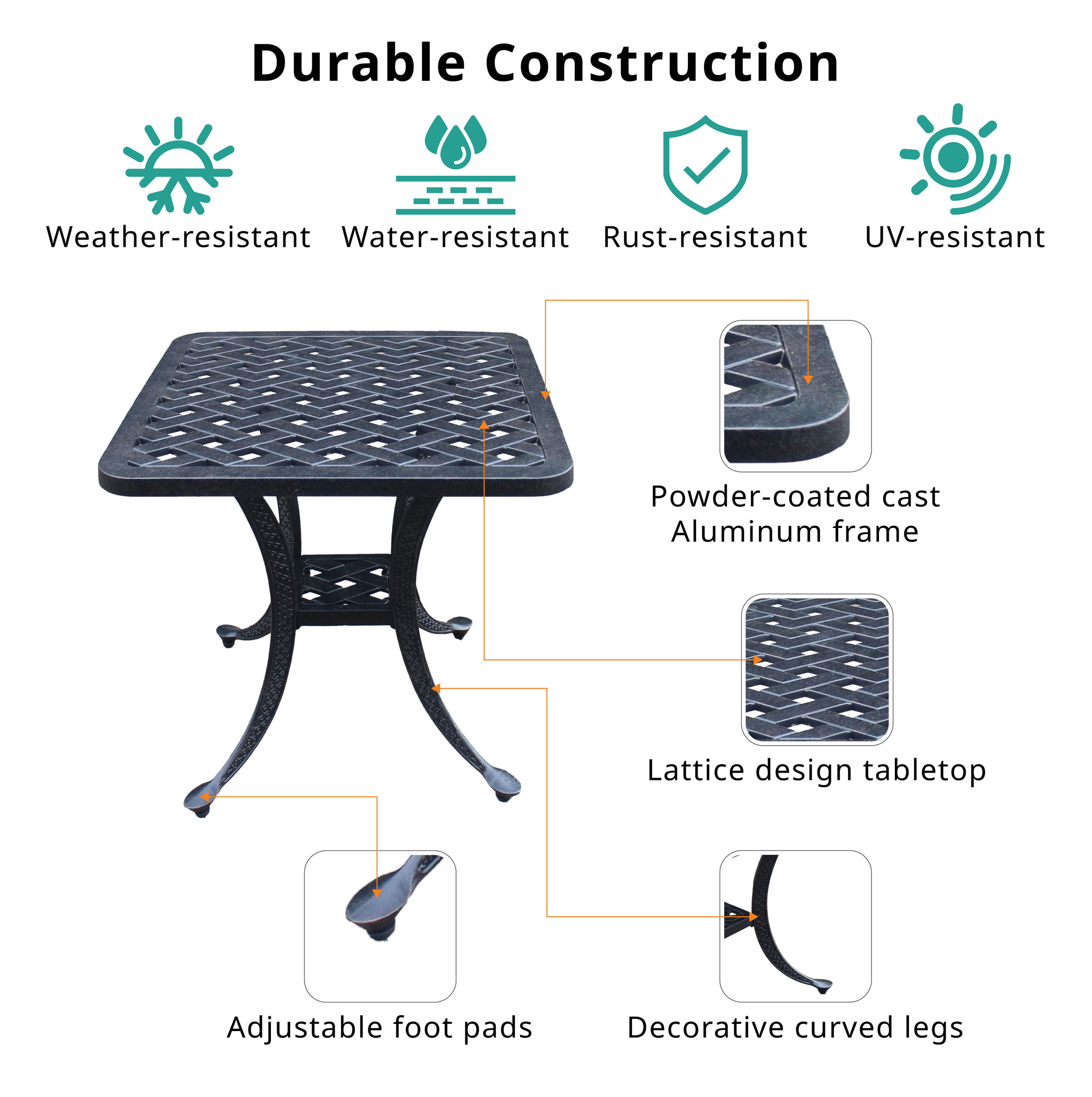 Carlsbad Cast Standard End Table - Traditional - Outdoor Side Tables ...