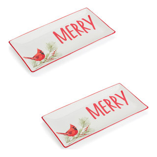 Cardinal Platter, 2-Piece Set, 12"Lx6.75"H Ceramic - Contemporary ...