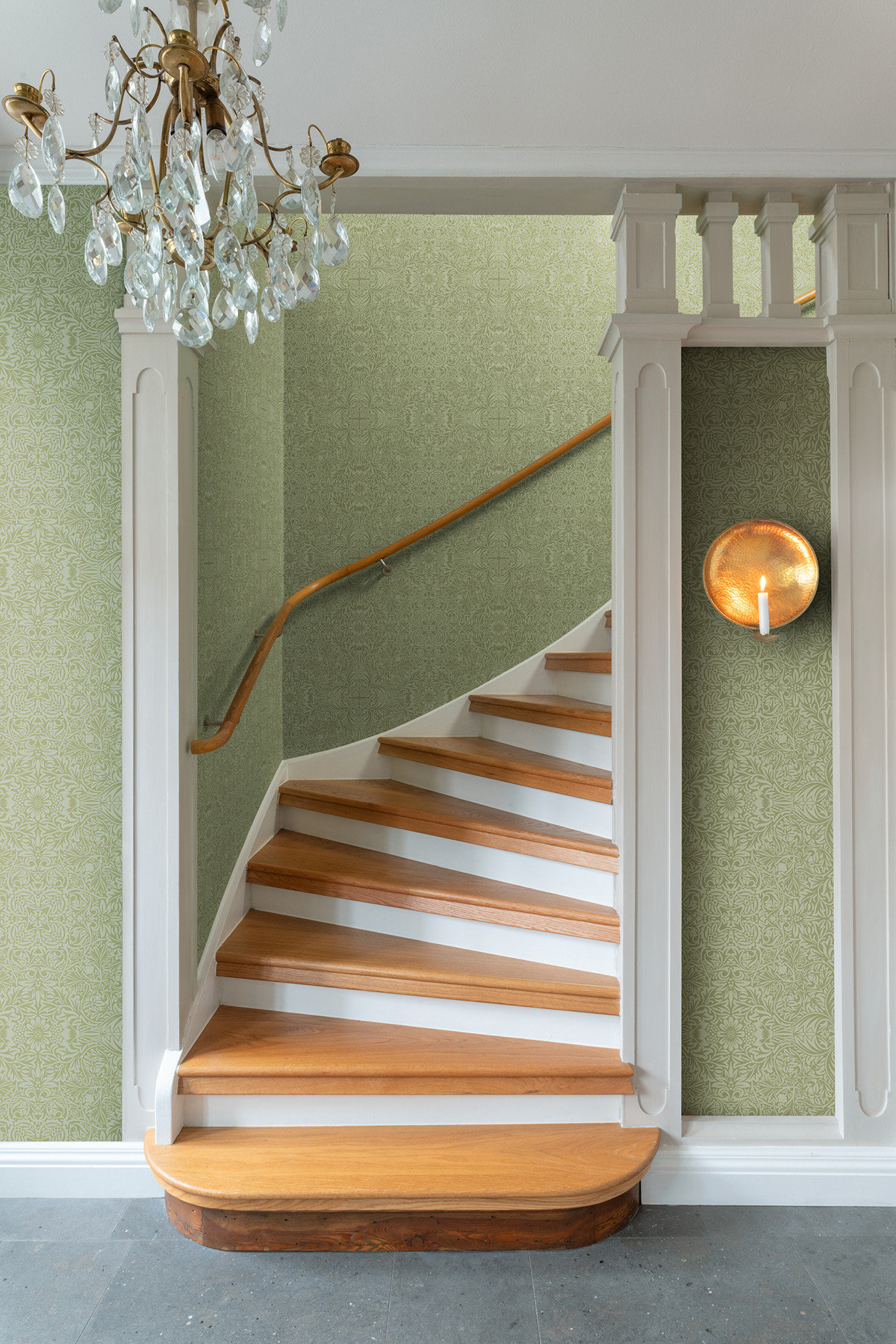 Ceiling Green Intricate Floral Wallpaper, Bolt - Traditional ...