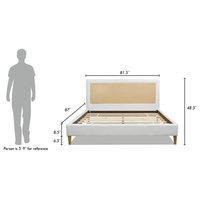 Haley Upholstered Cane Back Platform Bed King Eggshell White Linen ...