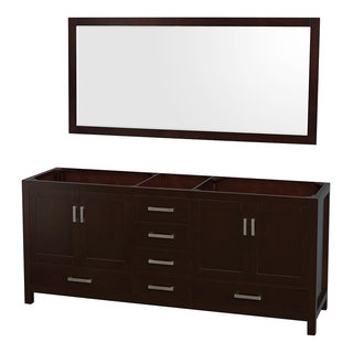 80" Double Bathroom Vanity in Espresso, No Countertop, No Sinks, and 70 ...