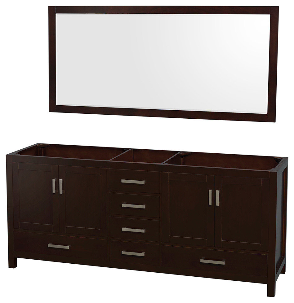 80" Double Bathroom Vanity in Espresso, No Countertop, No Sinks, and 70 ...