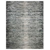Domino Black Modern Wool and Silk Striae Design Hand Knotted Rug 8'x10 ...