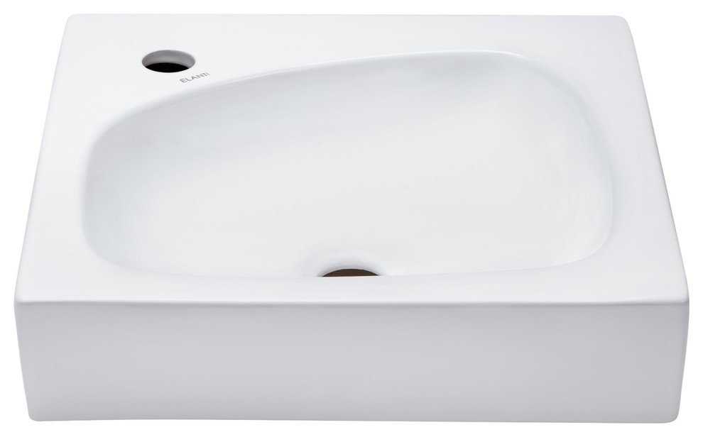 ELANTI EC1604 Porcelain Pebble Shaped Basin Square Frame Sink ...