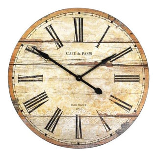 Beige Radial Pine Clock, Traditional Style - Farmhouse - Wall Clocks ...