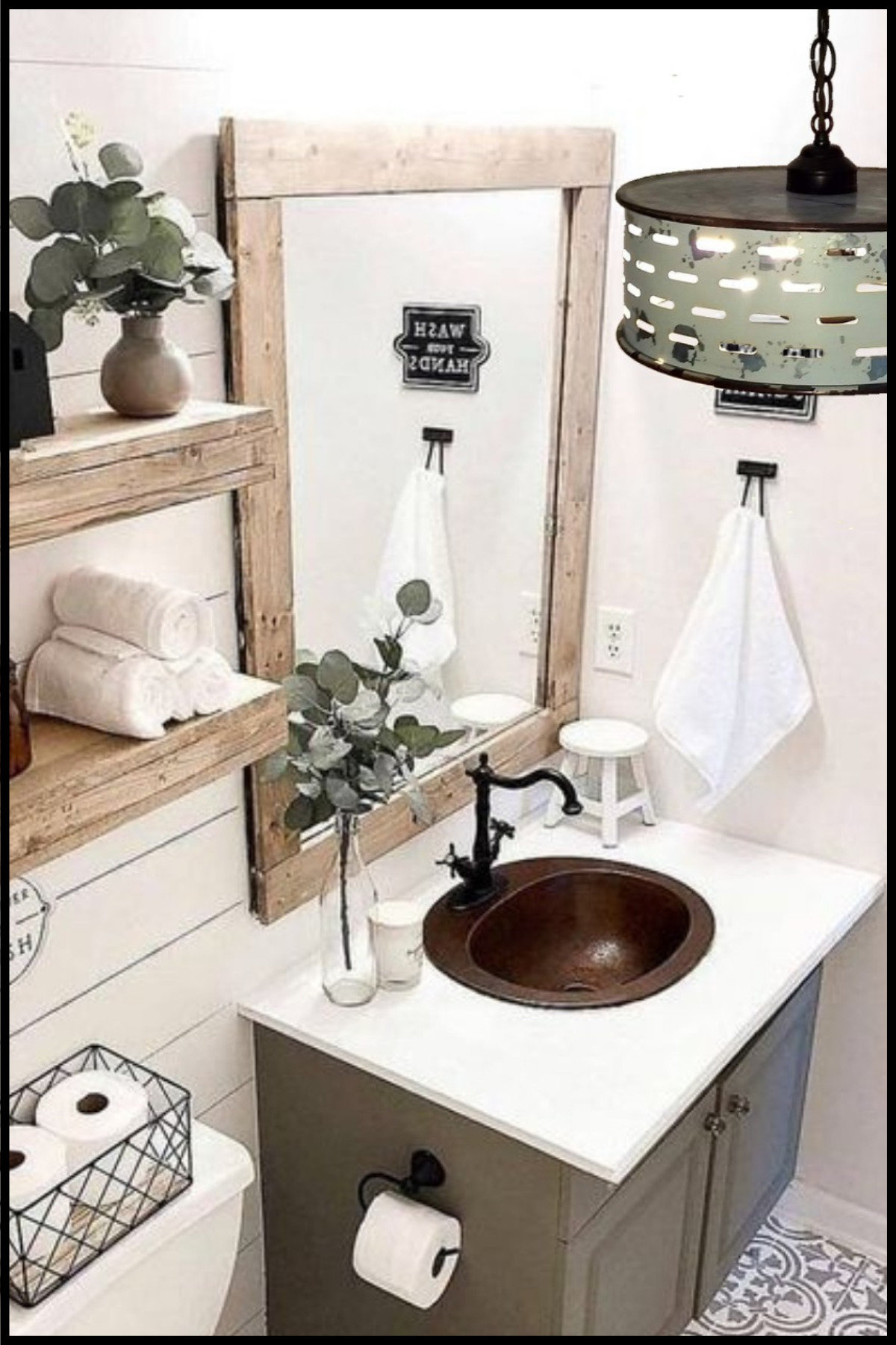 Rustic Farmhouse Chandelier Light Fixture of Chippy Galvanized Metal ...