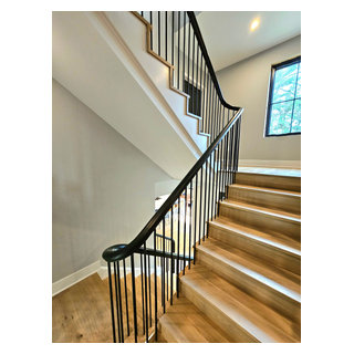115_Stunning Continuous Rail System on 3 Story Floating Stairs ...