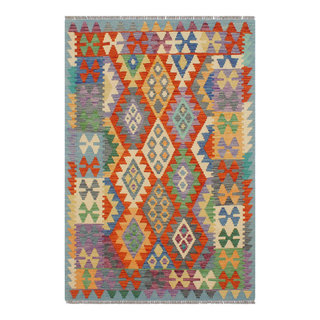 Rustic Turkish Kilim Hank Hand-Woven Wool Rug - 3'3'' x 4'11'', 3'3'' x ...