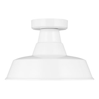Sea Gull Barn Light 1-Light Outdoor Flush Mount 7837401-15, White ...