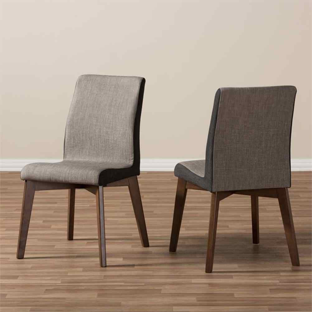 Baxton Studio Kimberly Upholstered Dining Chair in Gravel (Set of 2 ...