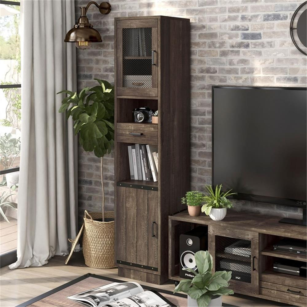 Bowery Hill Wood Multimedia Storage Tower Shelf in Reclaimed Oak ...