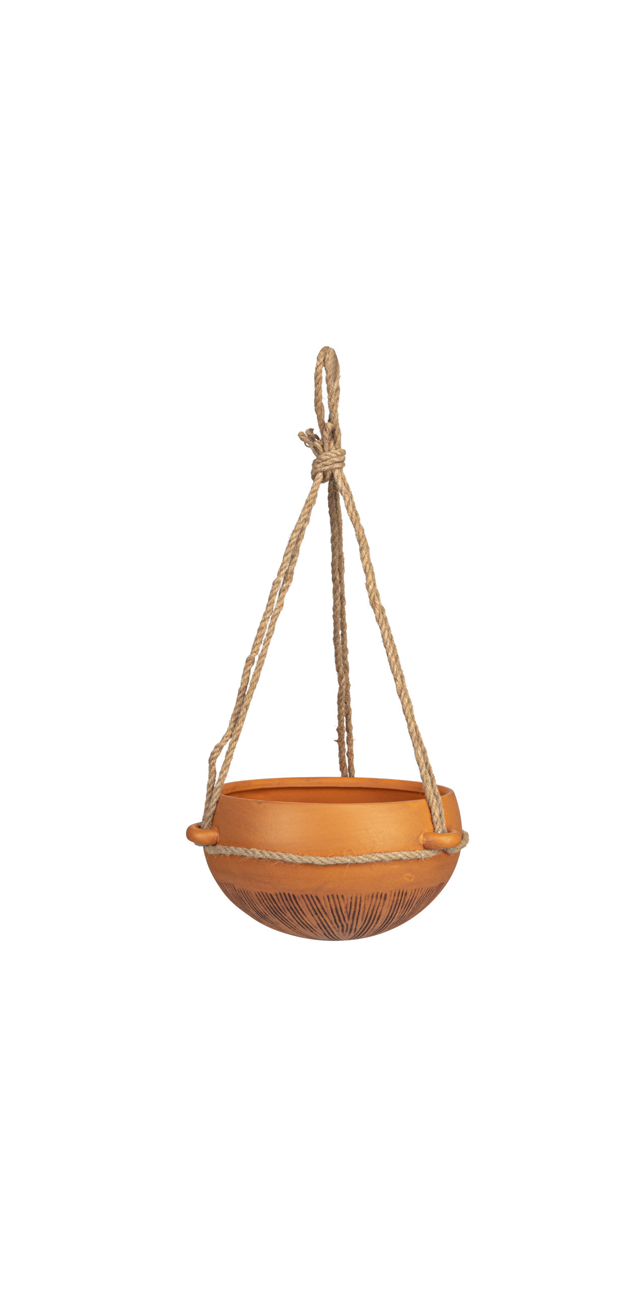 Hanging Stoneware Planter With Cotton Hanger, Terra-cotta - Beach Style ...